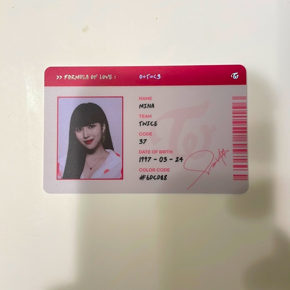 Other | Twice Formula Of Love Ot 3 Mina Id Card | Poshmark